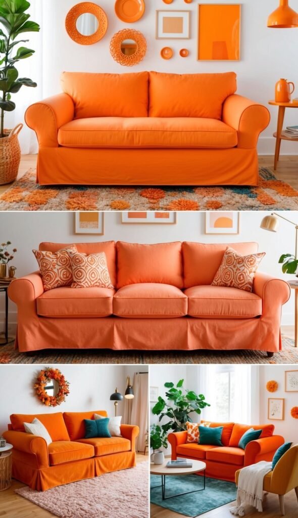 Vibrant Style Pops in 22 Orange Living Room Ideas